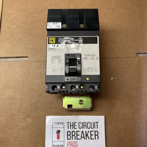 FH36015 Square D 600V 15A I-Line FH Circuit Breaker 3P 3PH Plug in New