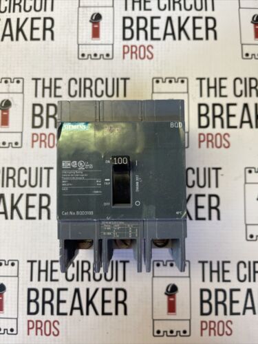 Siemens ITE BQD3100 circuit breaker 3pole 100amp 480VAC type BQD